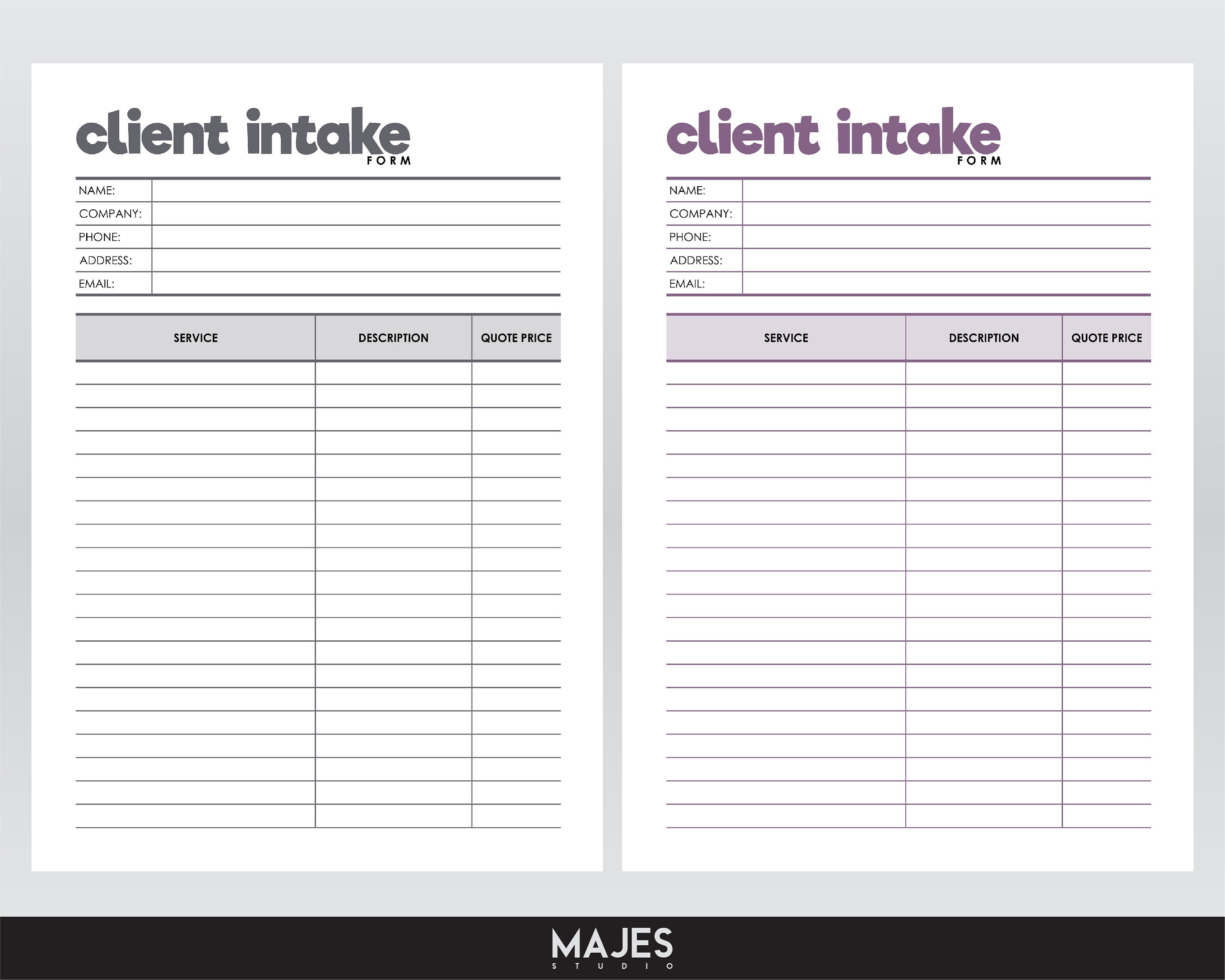 Client Intake Form, Tracker Planner Inserts (digital Prints) - Etsy