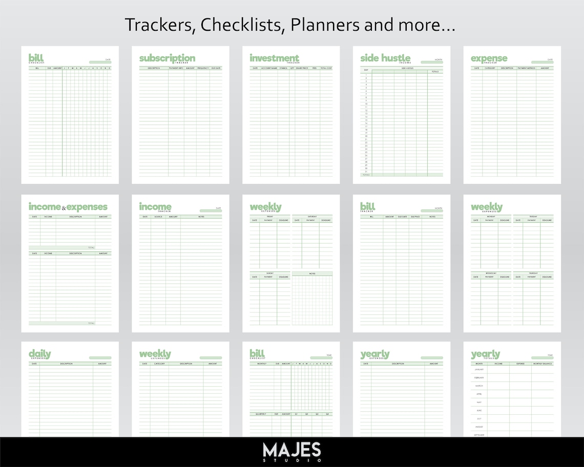 Budget Planner Money Tracker Financial Log Expense - Etsy
