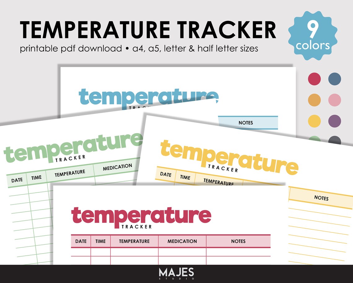 Temperature Log Sick Child Health Tracker Sick Child - Etsy