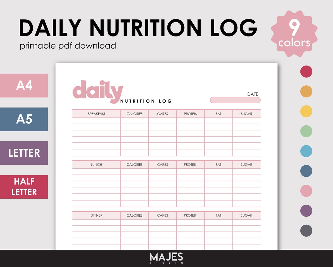 Nutritional Chart, Diet Planner, Meal Tracker, Daily Food Journal ...