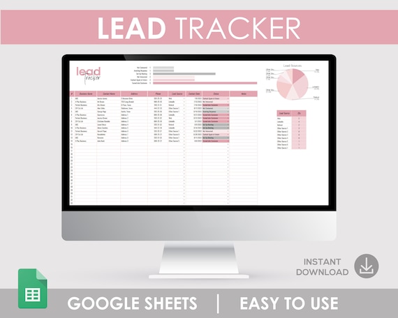 Lead Tracker Lead Spreadsheet Tracking Spreadsheet Sales - Etsy