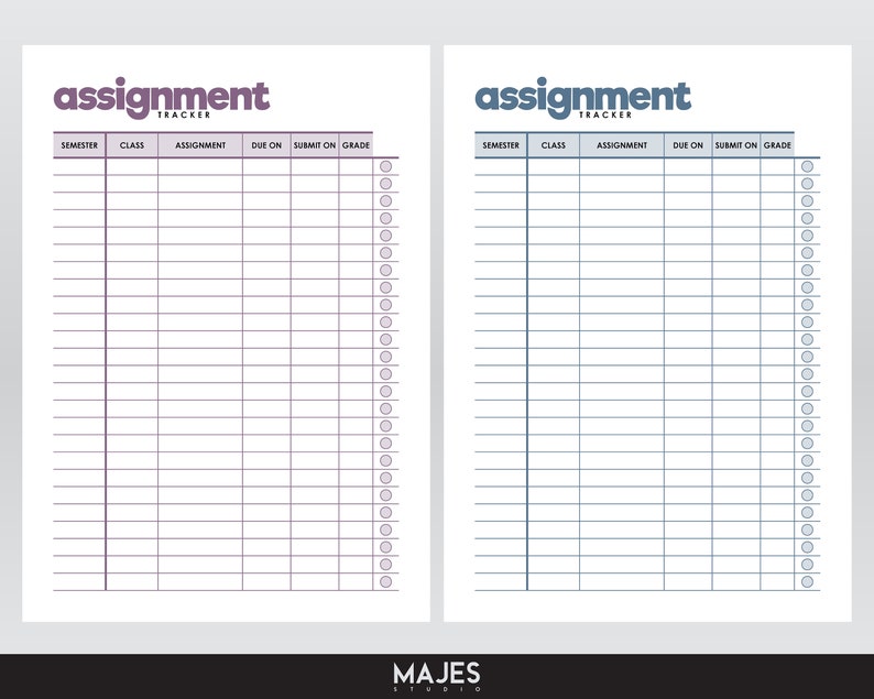 Assignment Tracker Printable, Homework Planner, College Organizer (PDF ...