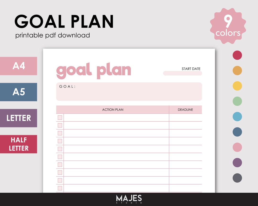 Goal Planner Printable, A4 A5 Letter Sizes (digital Download) - Etsy Canada