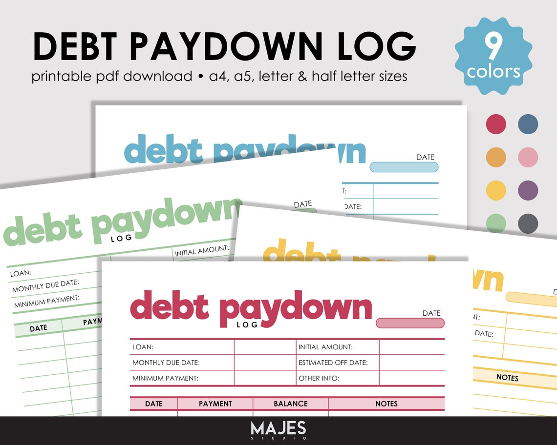 Debt Tracker Sheet, Printable Inserts, Debt Payoff Template, Financial ...
