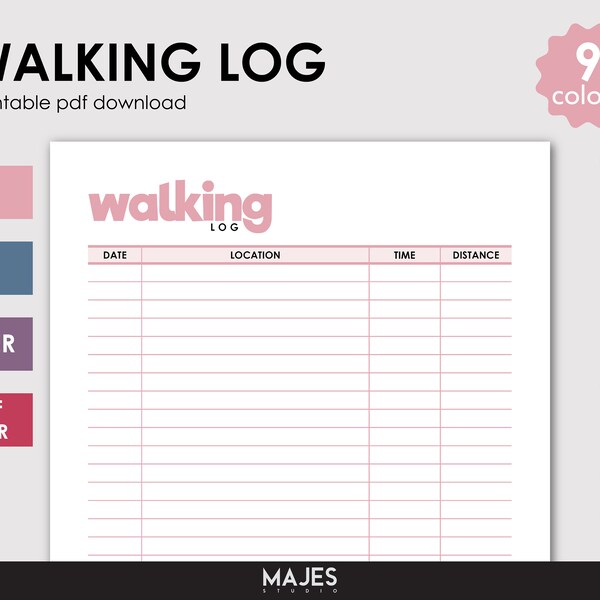 Walking Log Template - Etsy