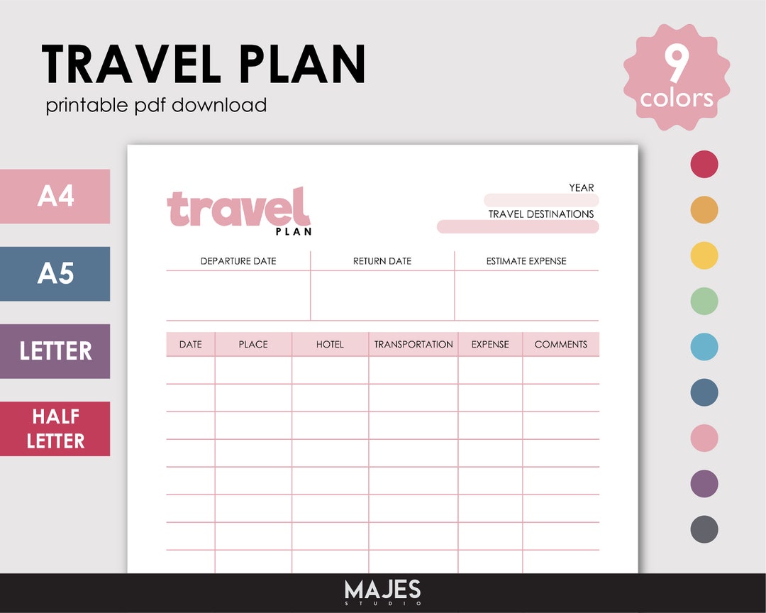 Travel Planner, Printable Planner, Vacation İtinerary, Travel Organizer ...