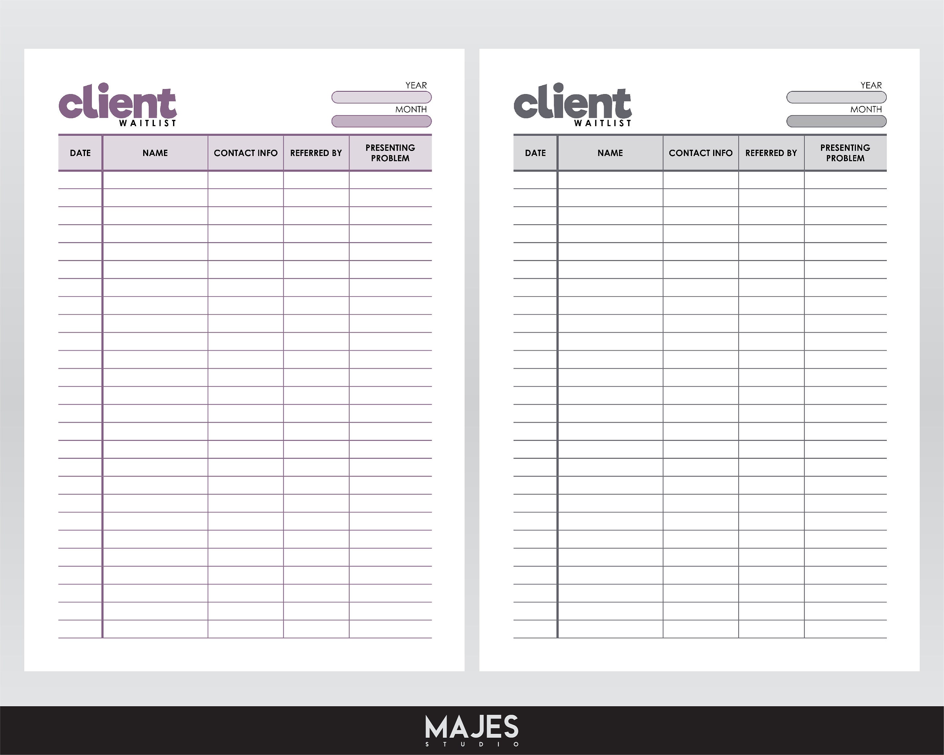 Client Waitlist Goodnotes Form Therapist Practice - Etsy