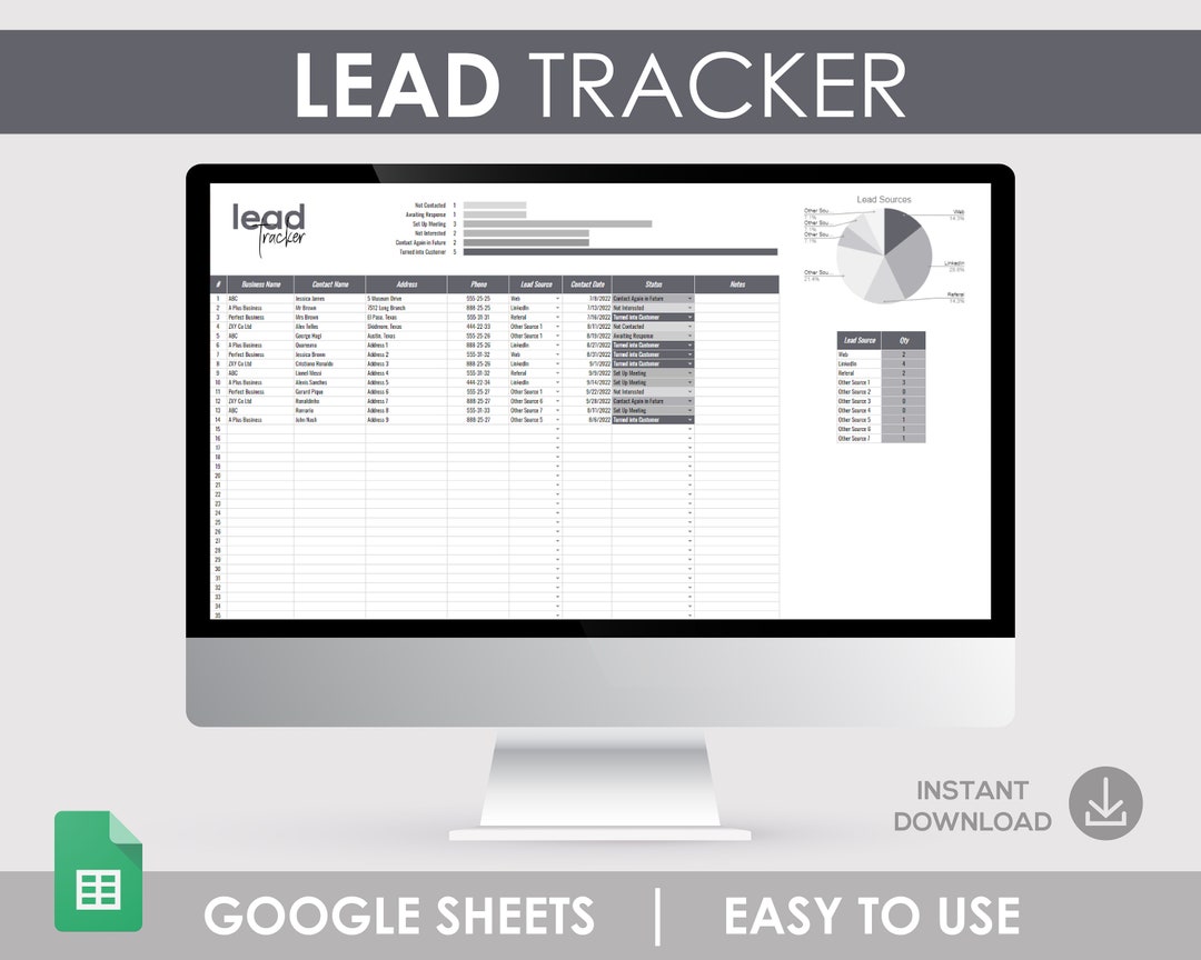 Lead Capture Sheet: Google CRM Template | Sales Contact Logger | Client ...