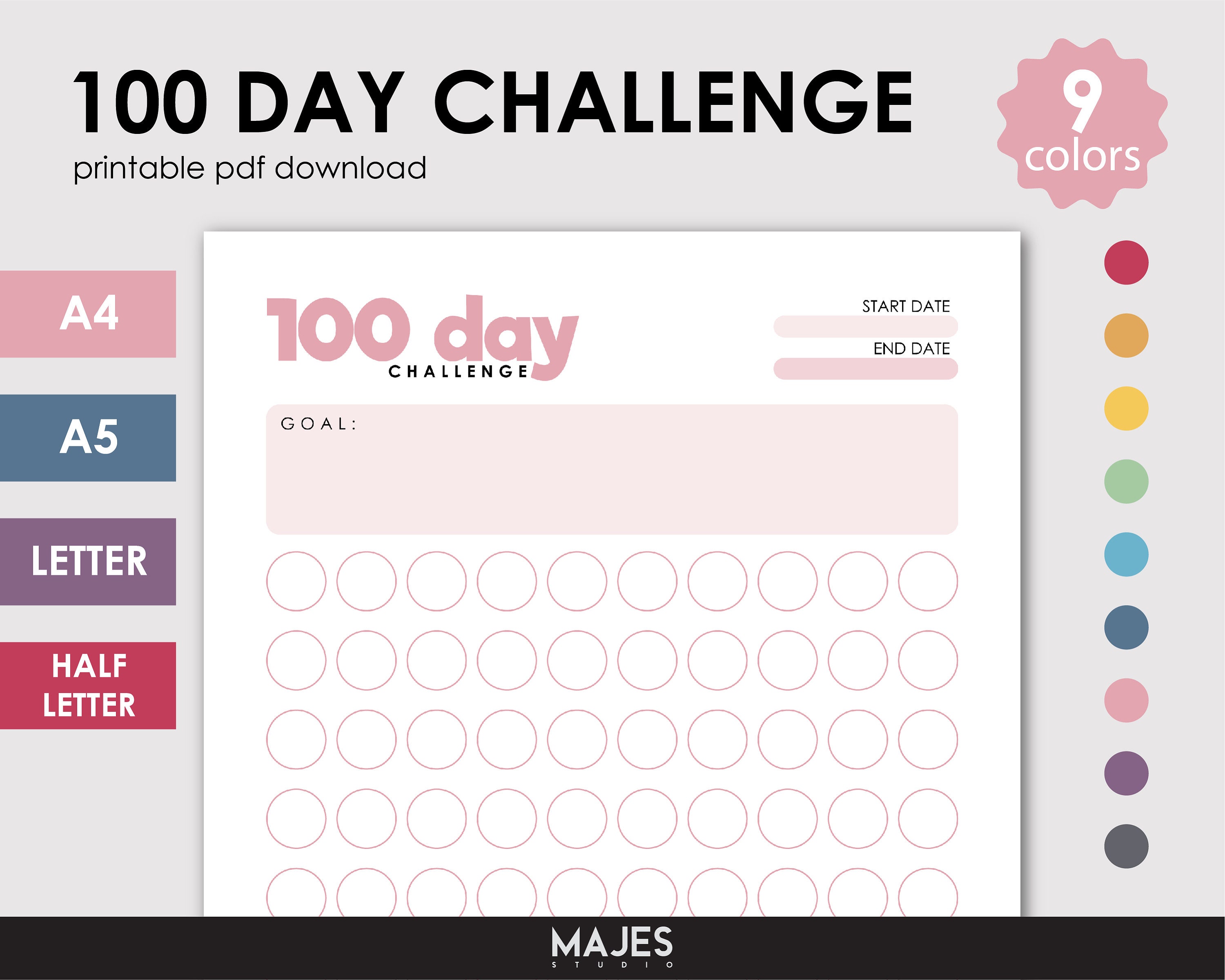 100 Day Challenge Challenge Tracker Fitness Challenge - Etsy