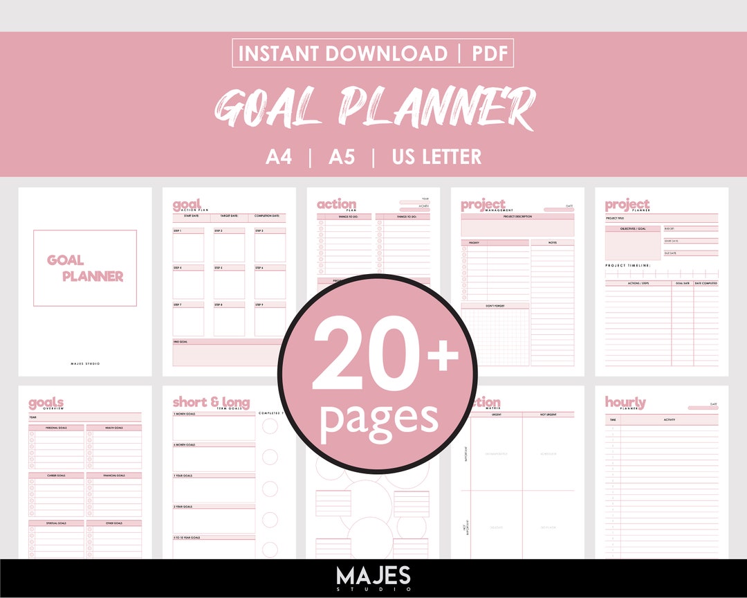 Goal Planner, Printable, Goals Tracker, Goal Planner Kit, Productivity ...