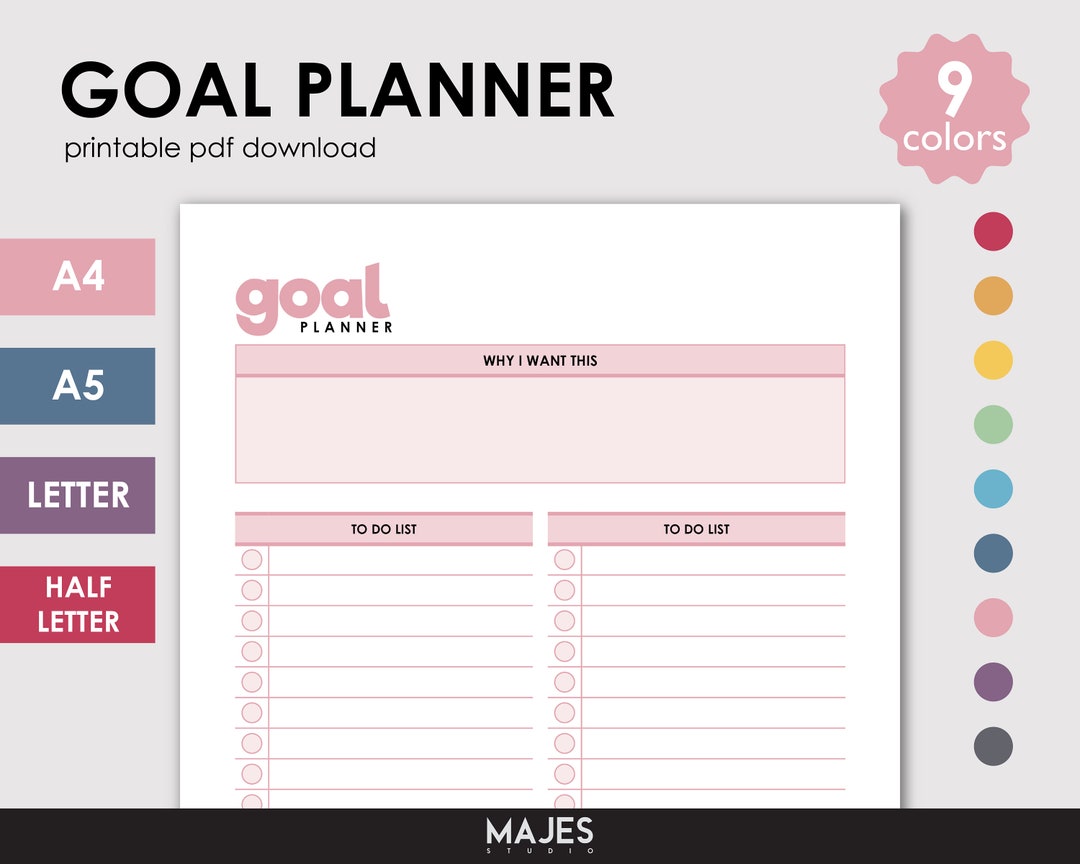 Goal Tracker, Goal Planner, Yearly Goals, Monthly Goals, Weekly Goals ...