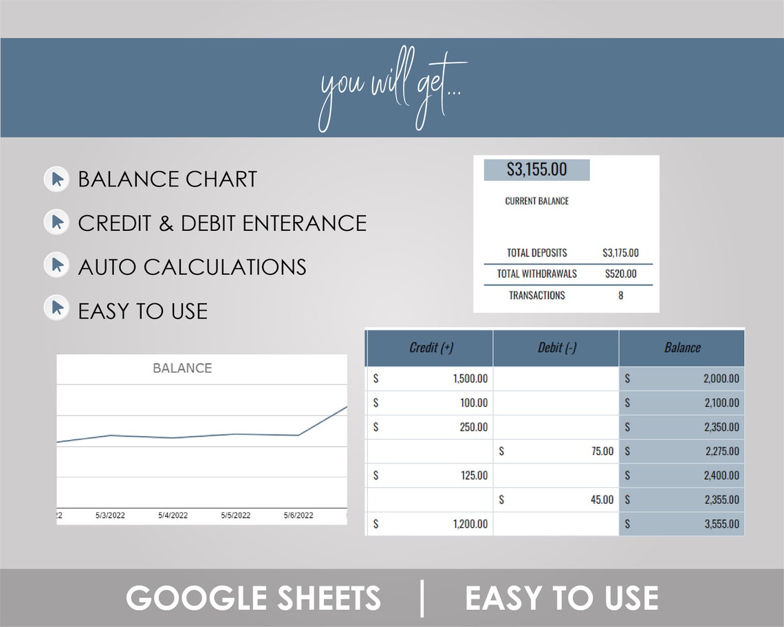 Digital Checkbook Checkbook Register Check Register - Etsy