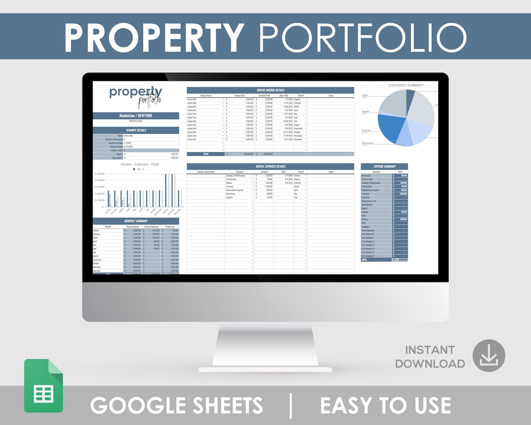 Landlord Management Tracker: Google Sheet Template | Property & Tenant ...