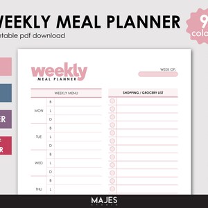 Meal Planner Pdf, Meal Template, Weekly Meal, Meal İnsert, Planner ...