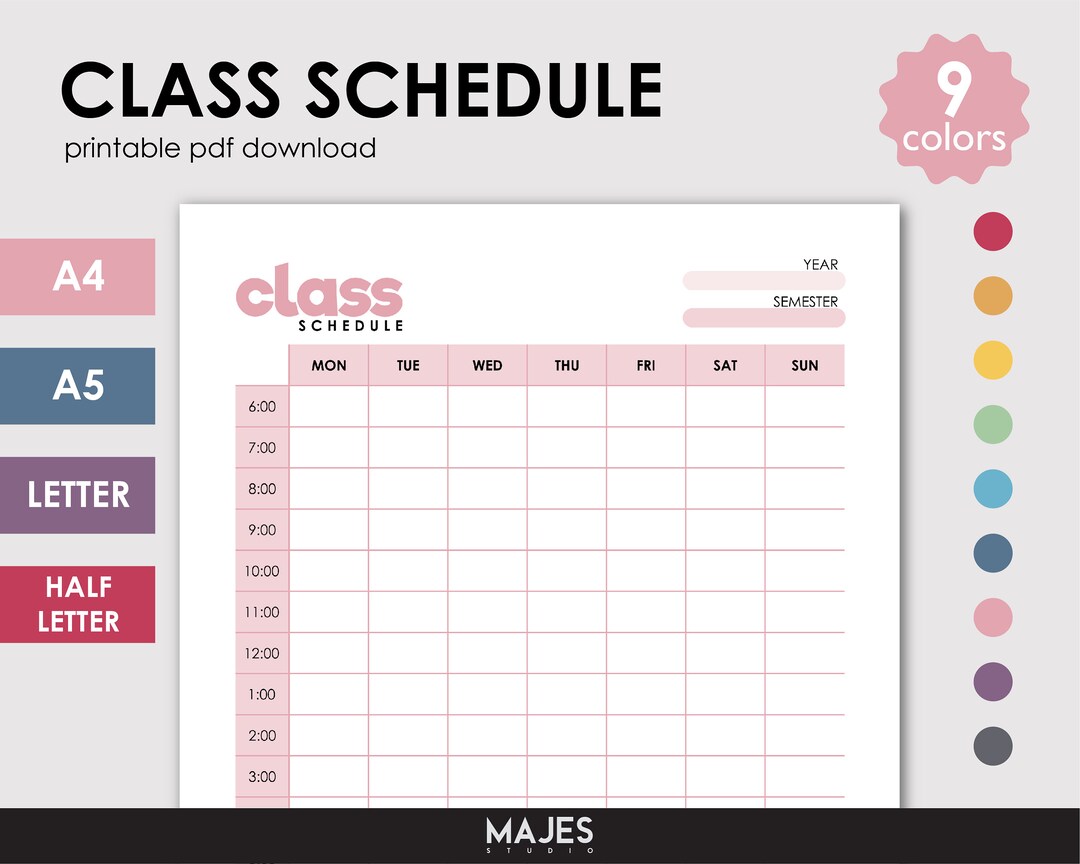 Class Schedule, Schedule Printable, Class Planner, College Planner ...