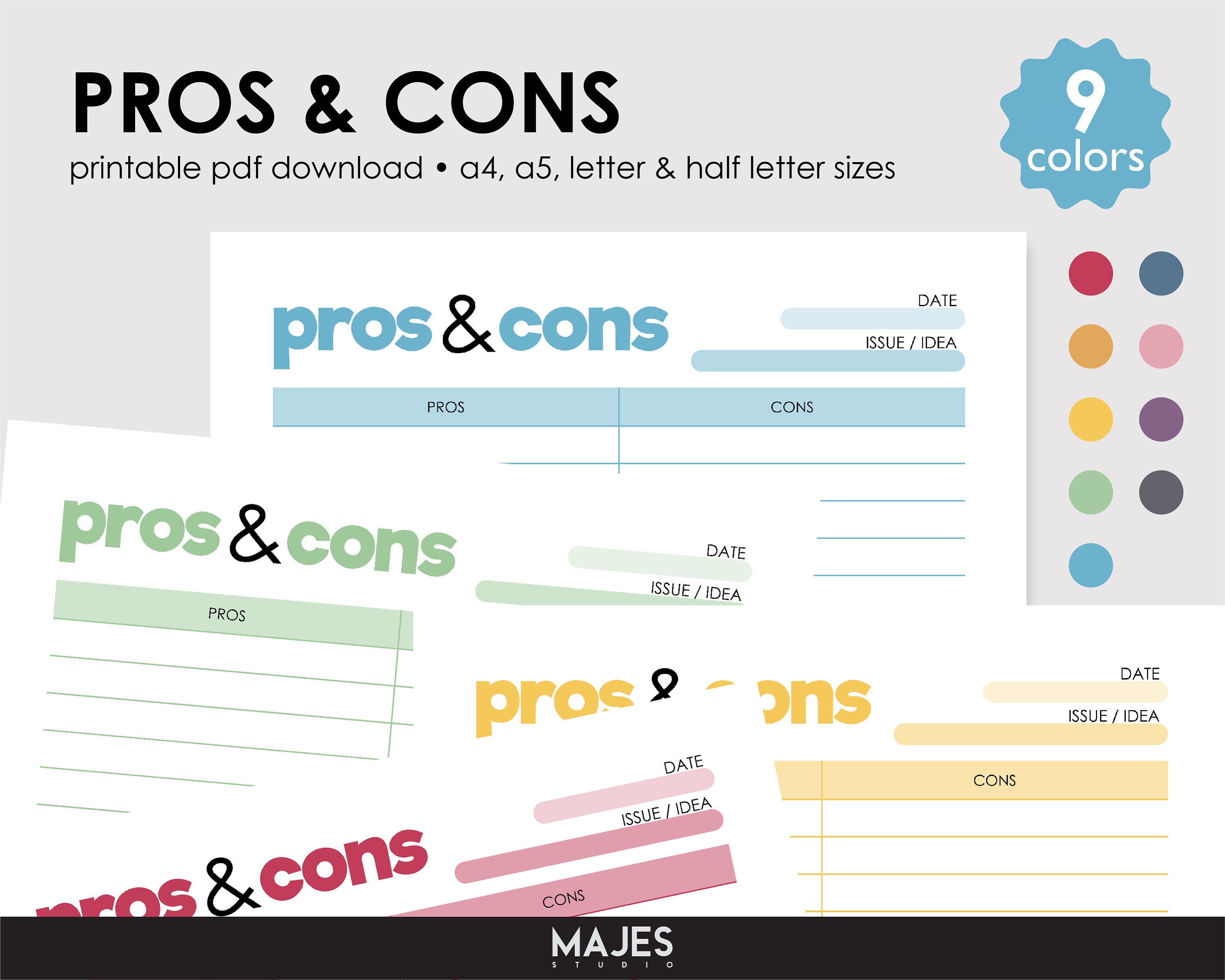 Pros and Cons List Life Plan Problem Solving Pdf Pros and - Etsy