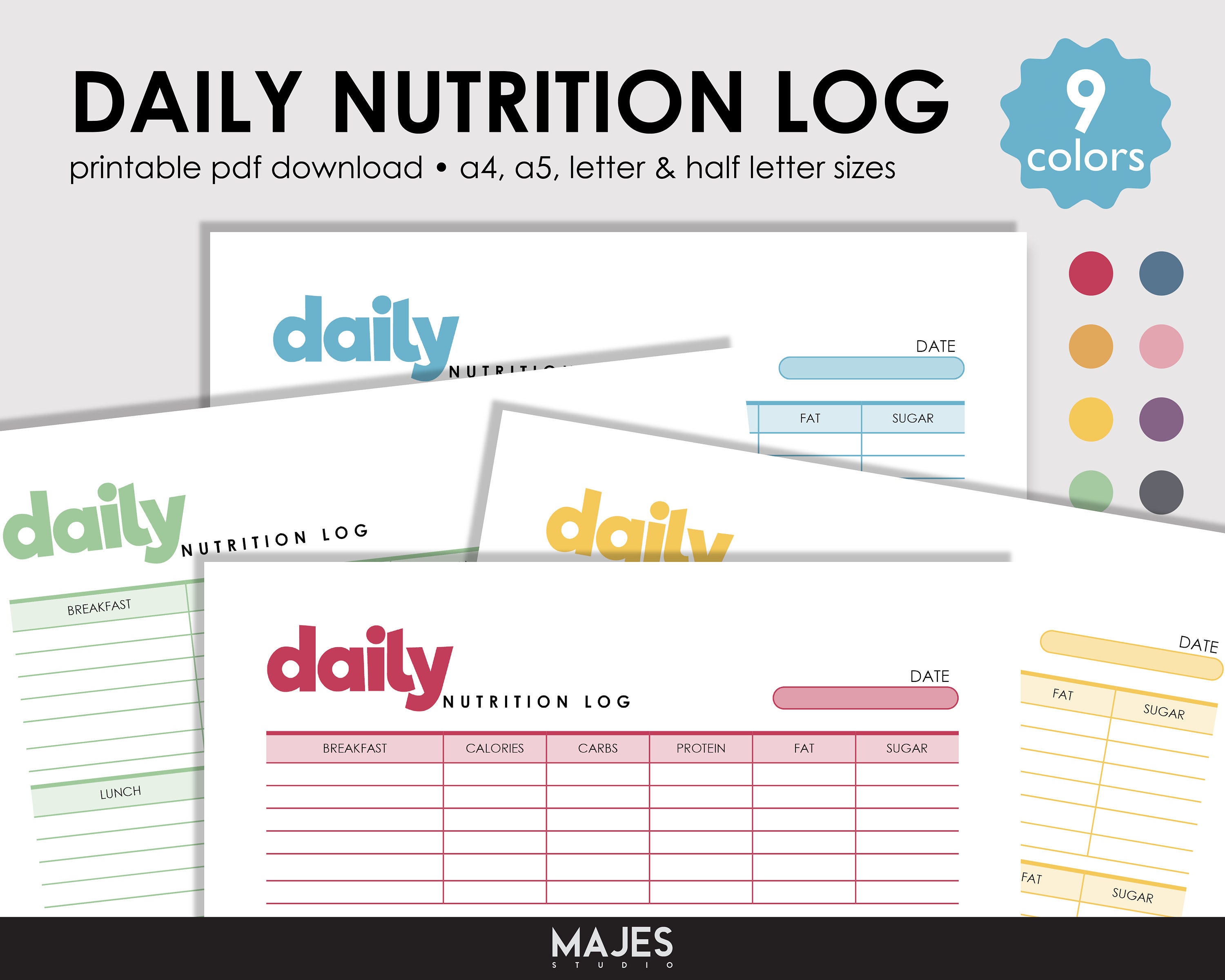 Nutritional Chart Diet Planner Meal Tracker Daily Food - Etsy