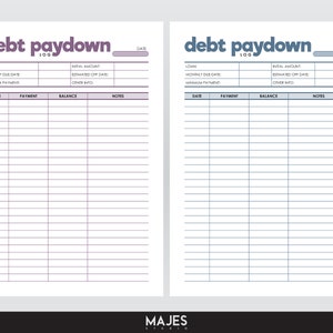 Debt Tracker Sheet, Printable Inserts, Debt Payoff Template, Financial ...