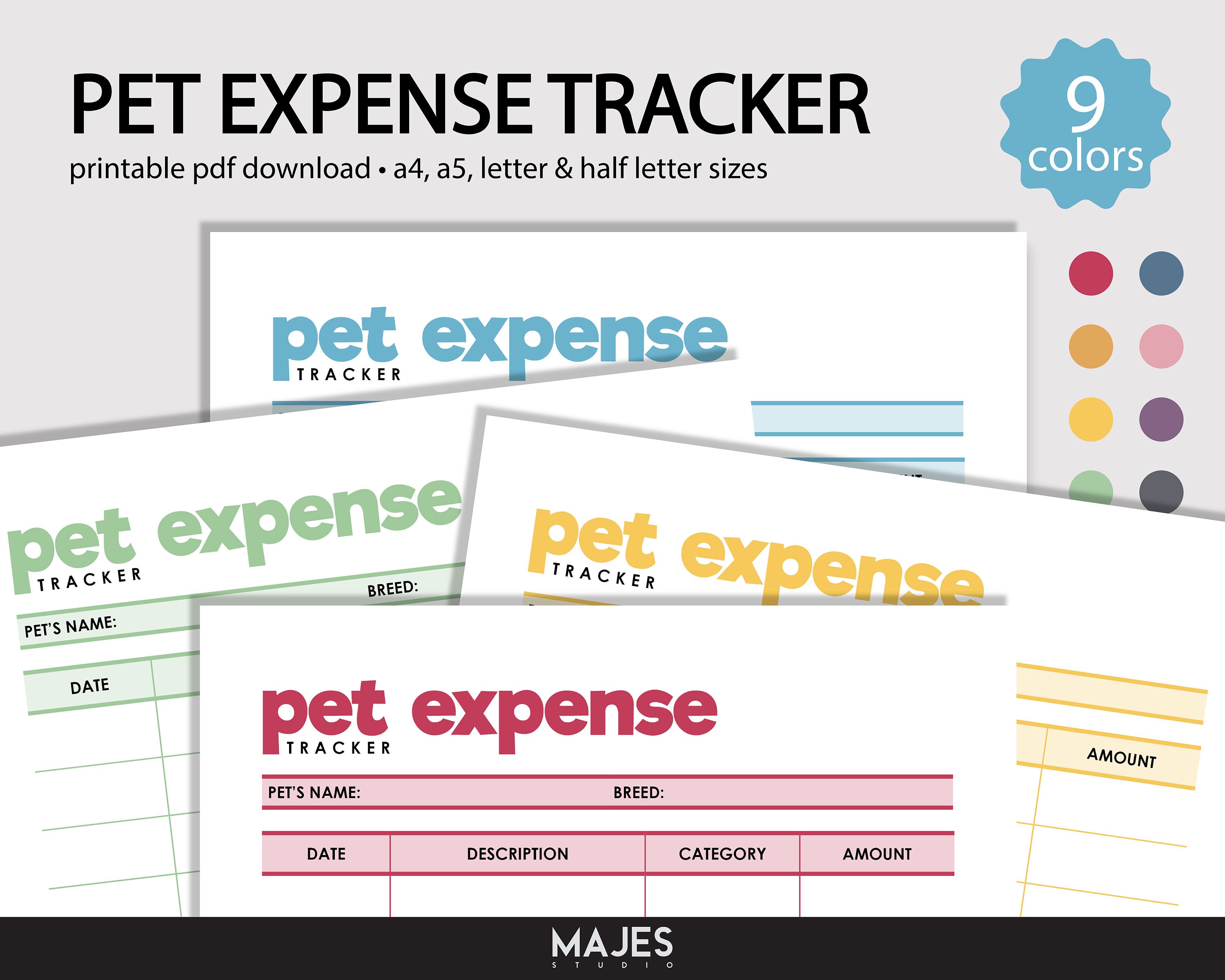 Pet Expense Costs, Pet Expense Log, Pet Cost Tracker, Pet Treatment ...