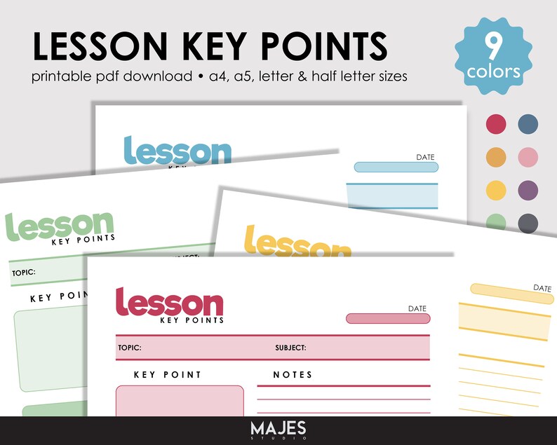 Lesson Key Points Template, Cornell Notes, School Planner (digital ...