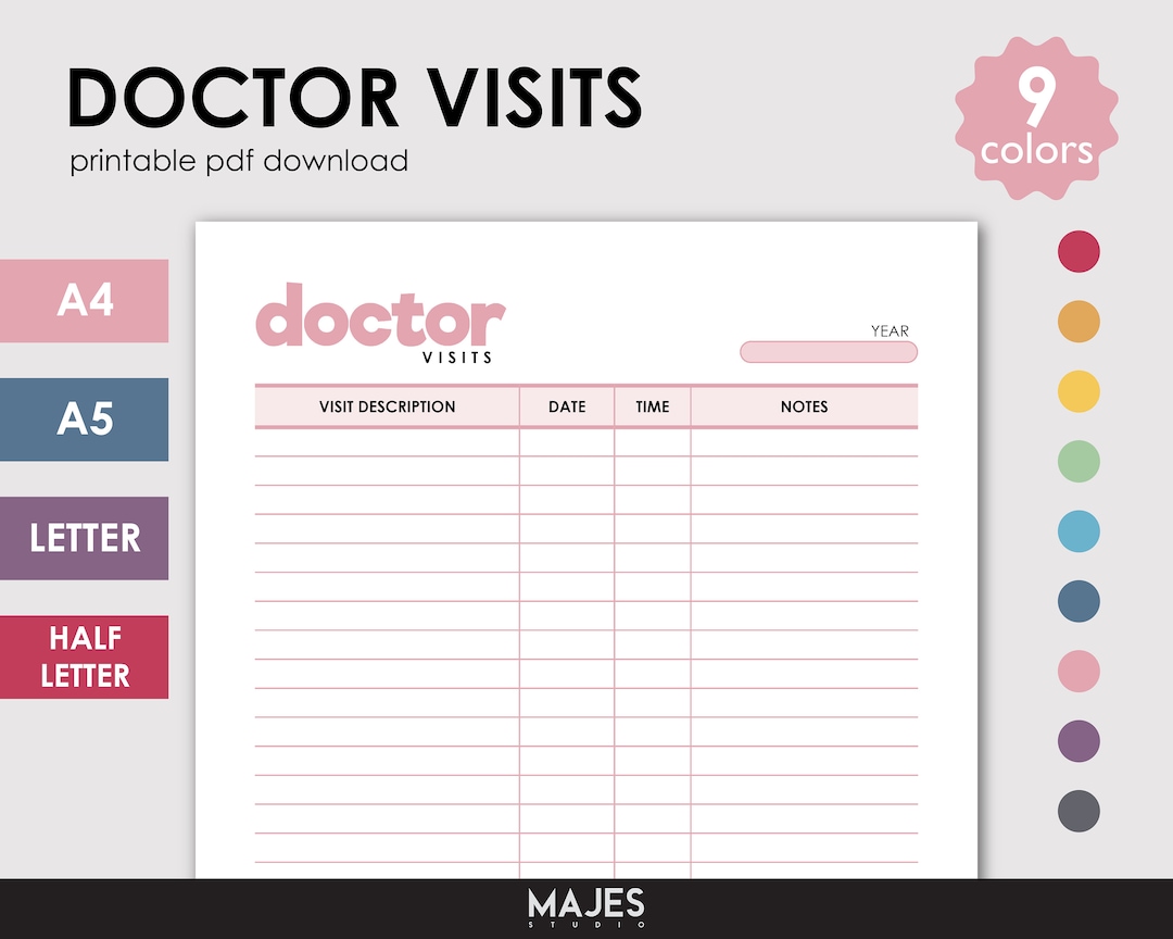 Doctor Visit Note, Doctor Visit Log, Doctor Appointment, Medical ...