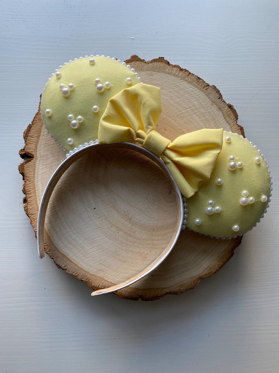 Pastel Yellow Ears With Pastel Yellow Bow and Embellished - Etsy
