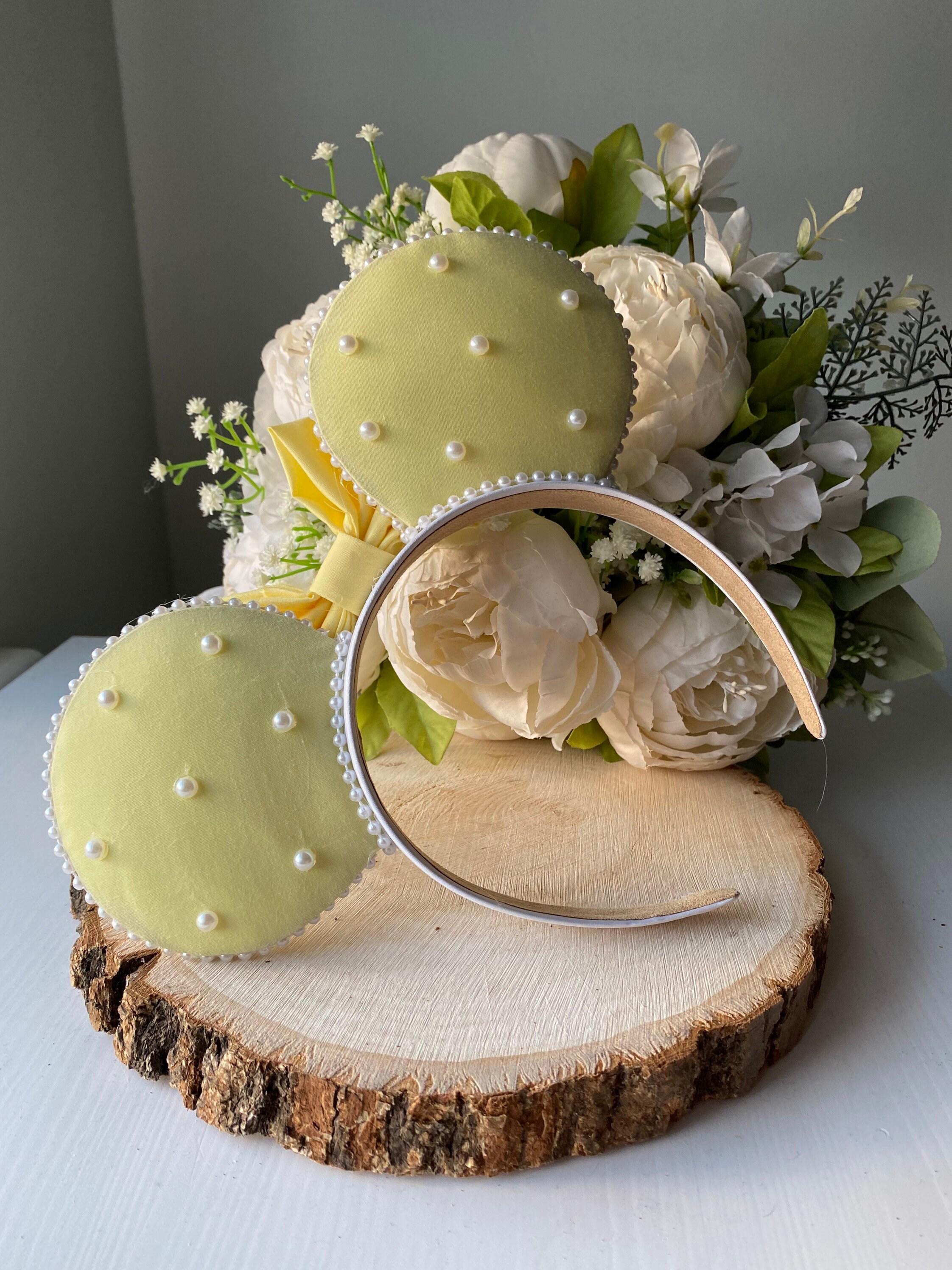 Pastel Yellow Ears With Pastel Yellow Bow and Embellished - Etsy