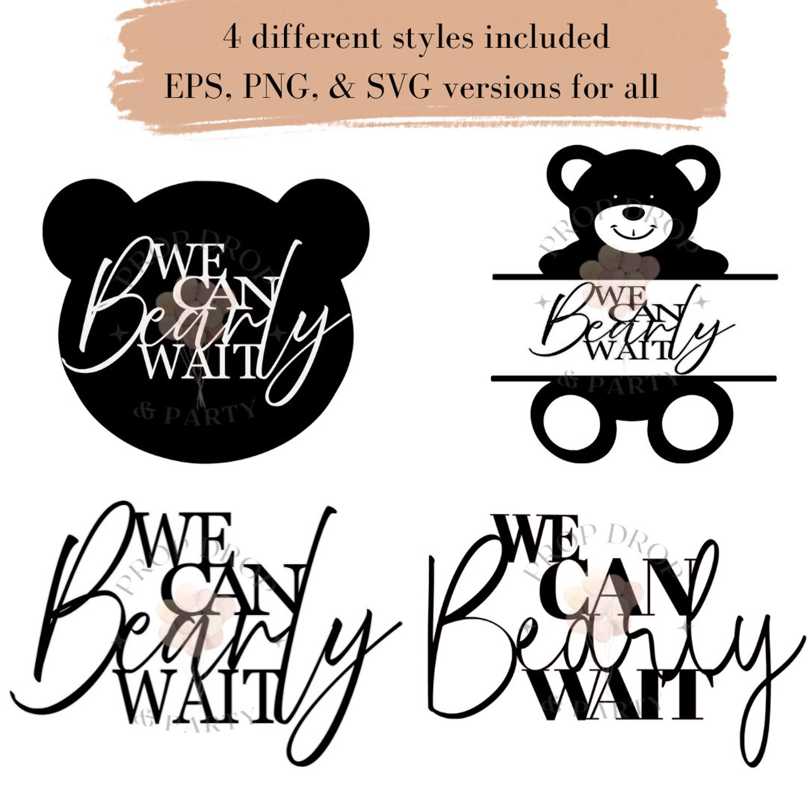 We Can Bearly Wait Files, Svg, Eps, Png - Etsy