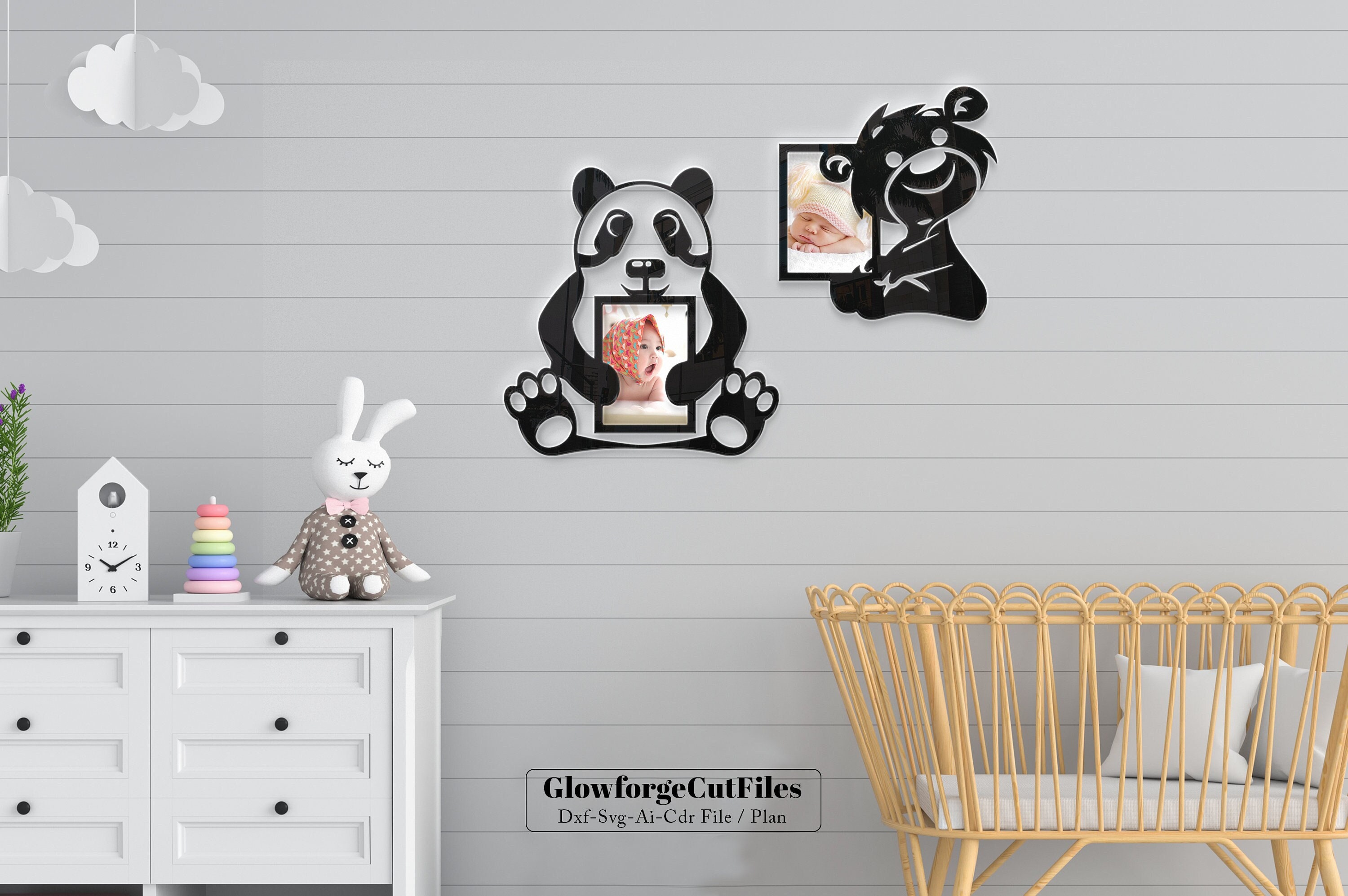 Panda Photo Frame Dxf File. Wall Decoration Svg File. Home - Etsy