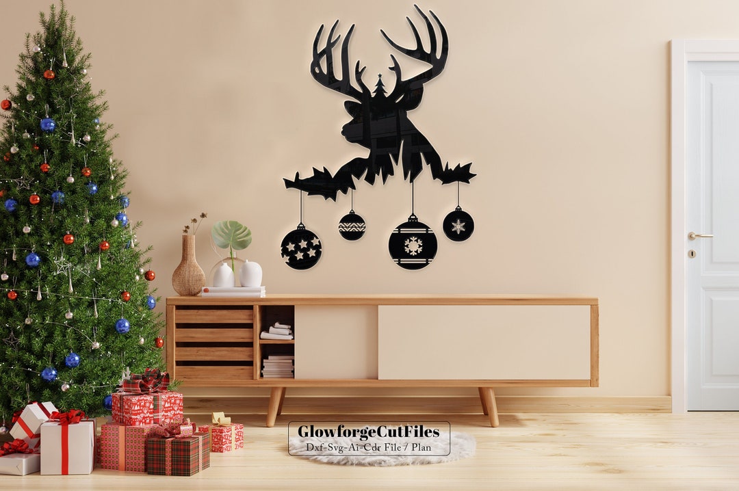 Christmas Deer Dxf File. Wall Decoration Svg File. Laser Cut Files. - Etsy