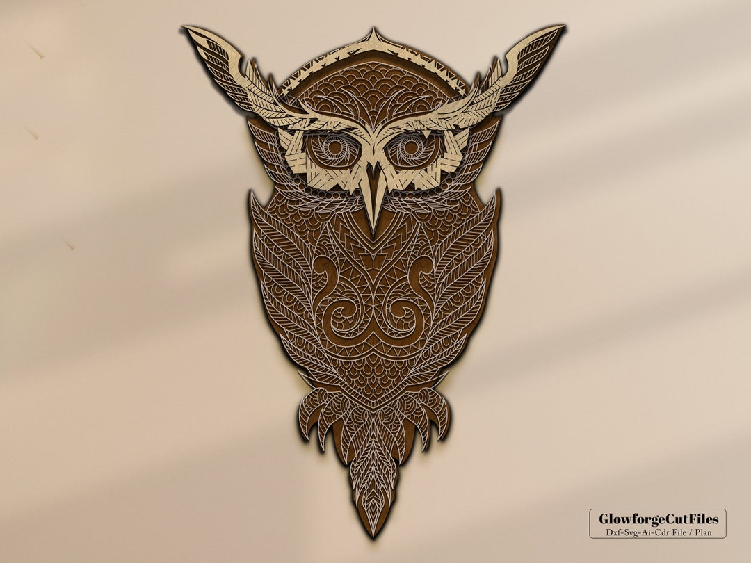 Multilayer Owl Mandala Home Decor Wall Art, SVG DXF EPS File for Laser ...