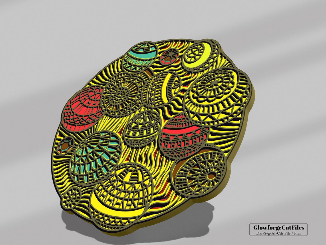 Round Mandala Svg, Dxf -spherical Shaped 3d Mandala, Multilayer Wall ...