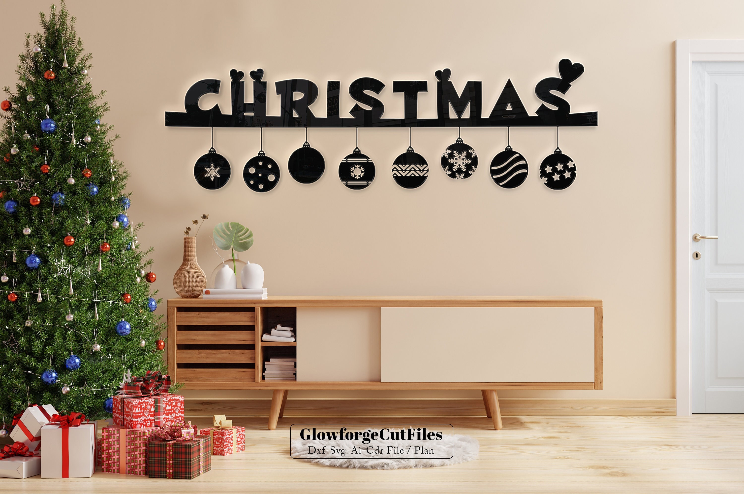 Christmas Dxf File. Wall Decoration Svg File. Laser Cut Files. - Etsy