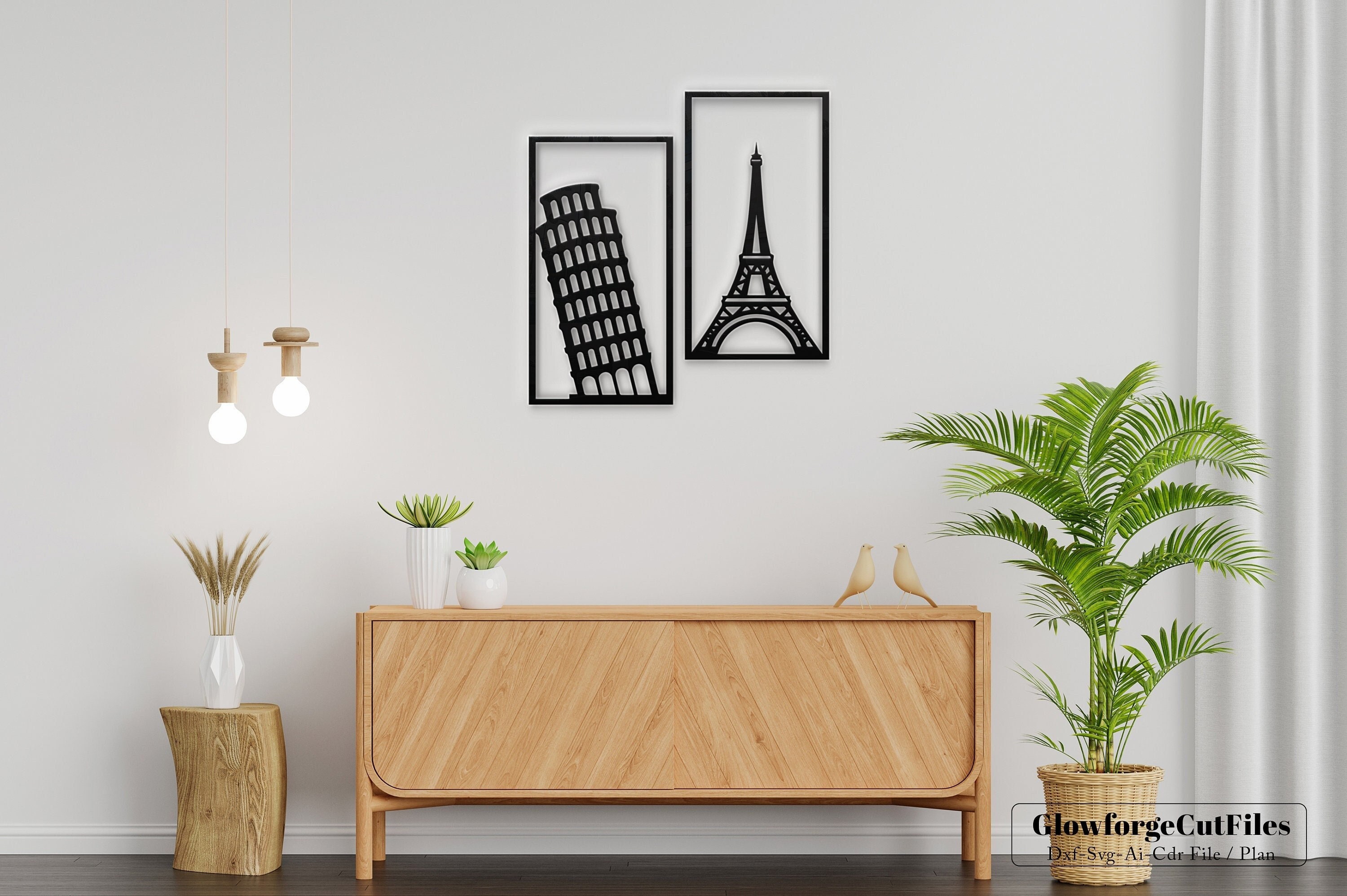 Tower Pisa Design Laser Cut Svg Dxf Files Wall Sticker - Etsy