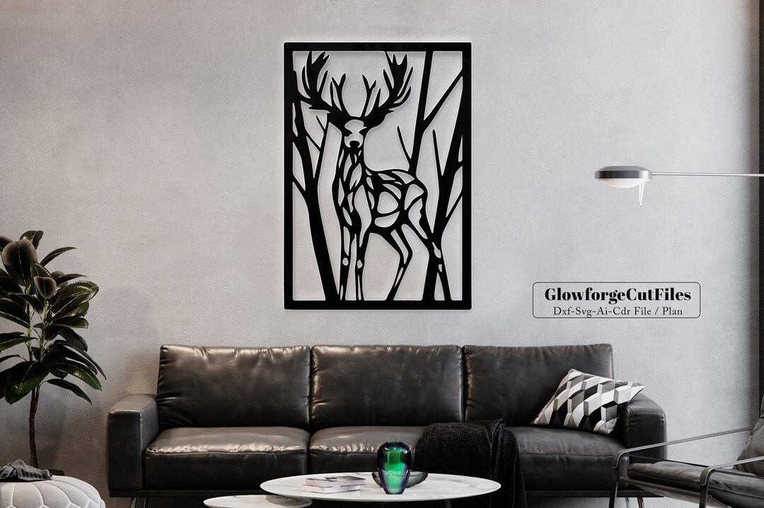 Deer Design Laser Cut Svg Dxf Files Wall Sticker Engraving Decal ...
