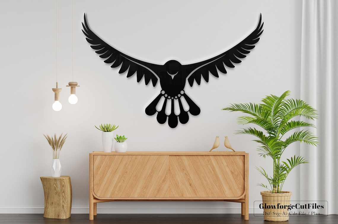 Bird Laser Cut Svg Dxf Files Wall Sticker Engraving Decal Wing - Etsy