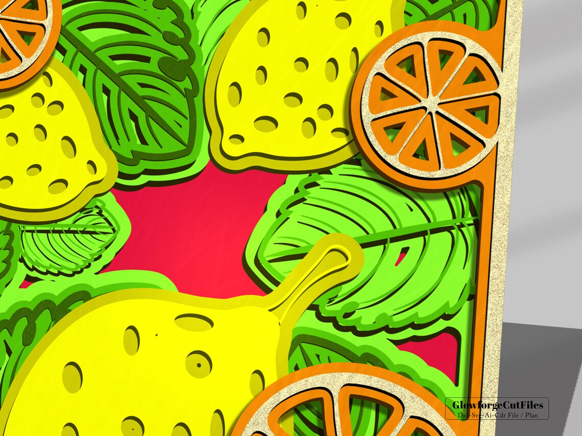 3D Fruit SVG DXF Multilayer - Lemon Svg 3D Mandala Svg - Layered ...