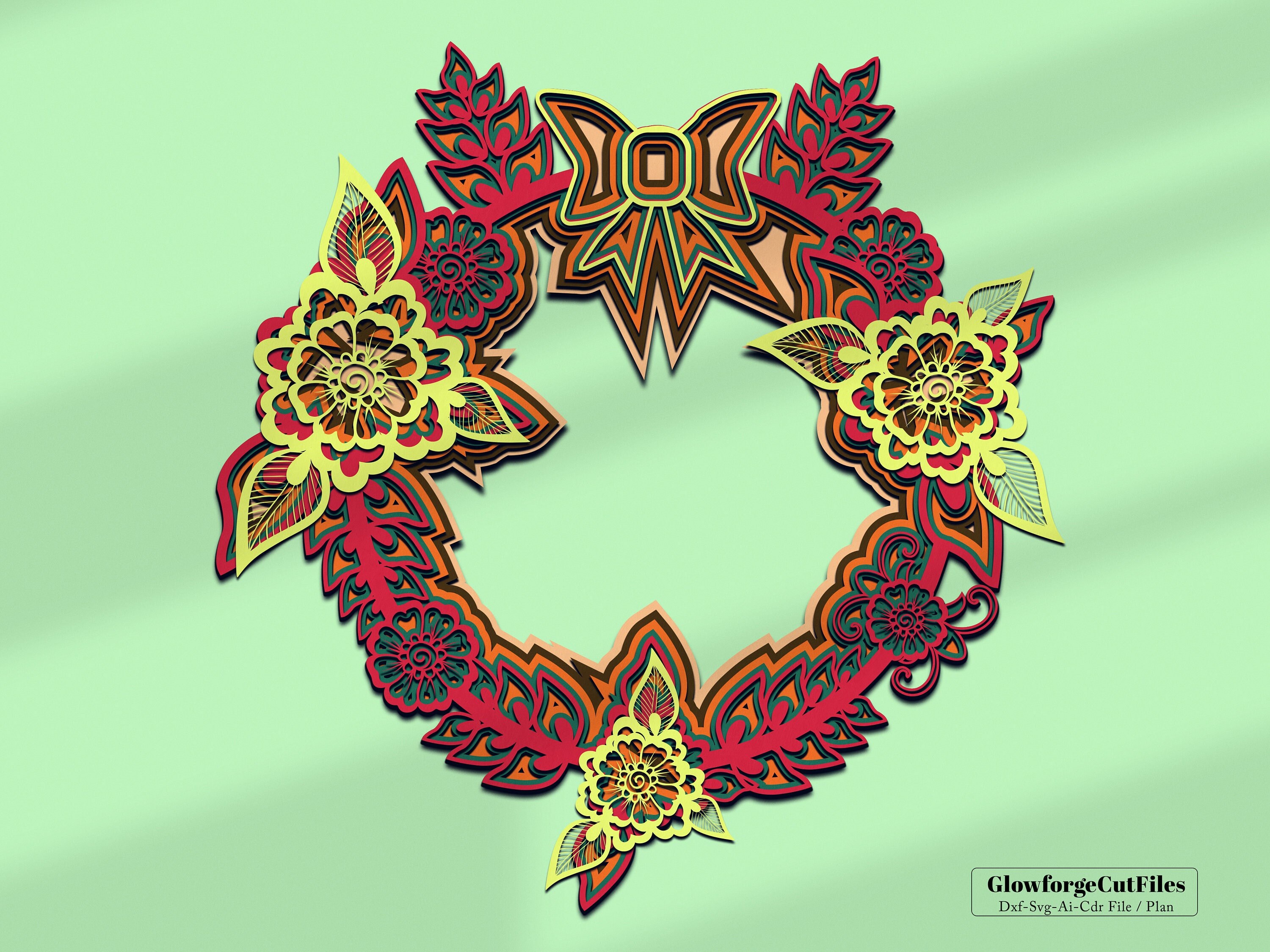 Christmas Wreath 3D Zentangle Svg Files Door Decor - Etsy