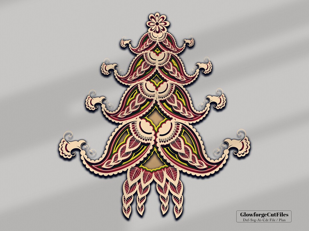 Christmas Tree 3D Zentangle Svg Files, Home Decor, Multilayer Panel for ...