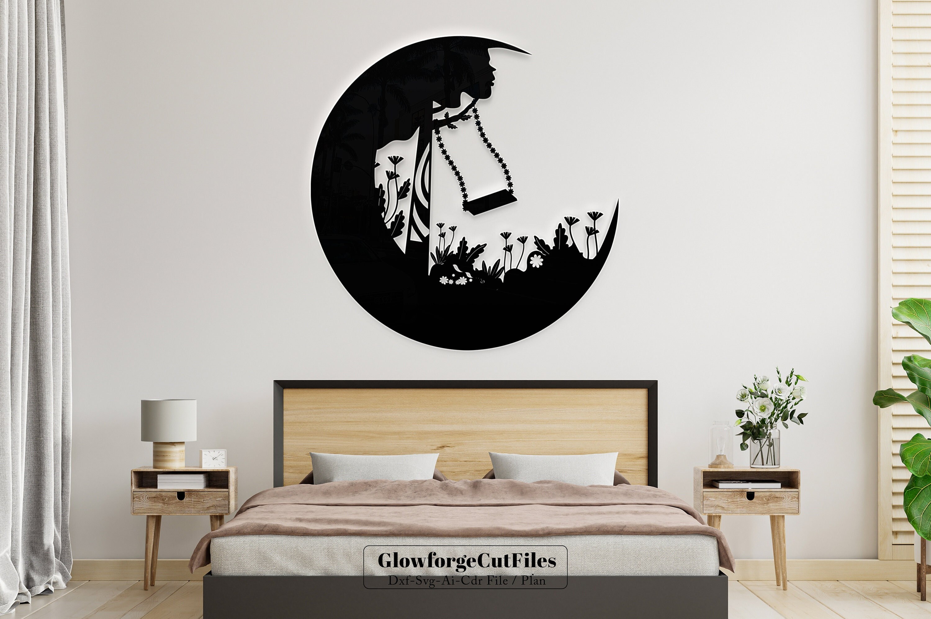 Moon Tree Svg Dxf Files Vector Template Laser Cut. Digital - Etsy