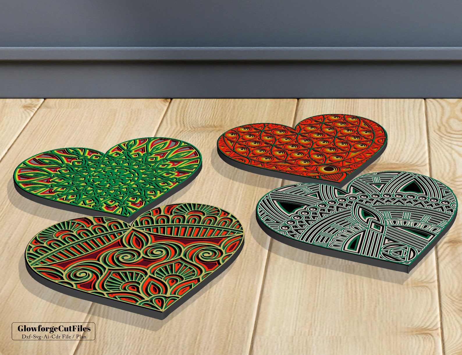 Digital Files Bundle-love Heart-cricut SVG-CNC Laser Cut Multilayer 3D ...