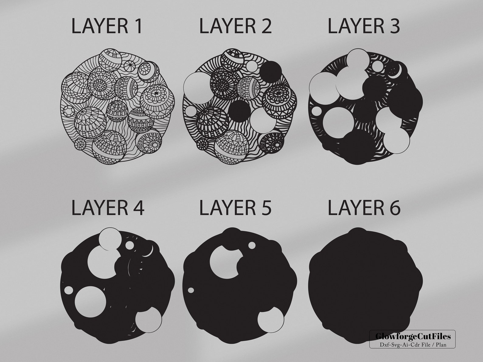 Round Mandala Svg, Dxf -spherical Shaped 3d Mandala, Multilayer Wall ...
