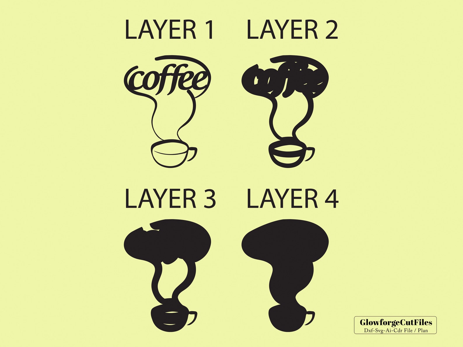 Cup and Coffee 3D Zentangle Svg, Dxf, Ai Files, Multilayer Panel for ...