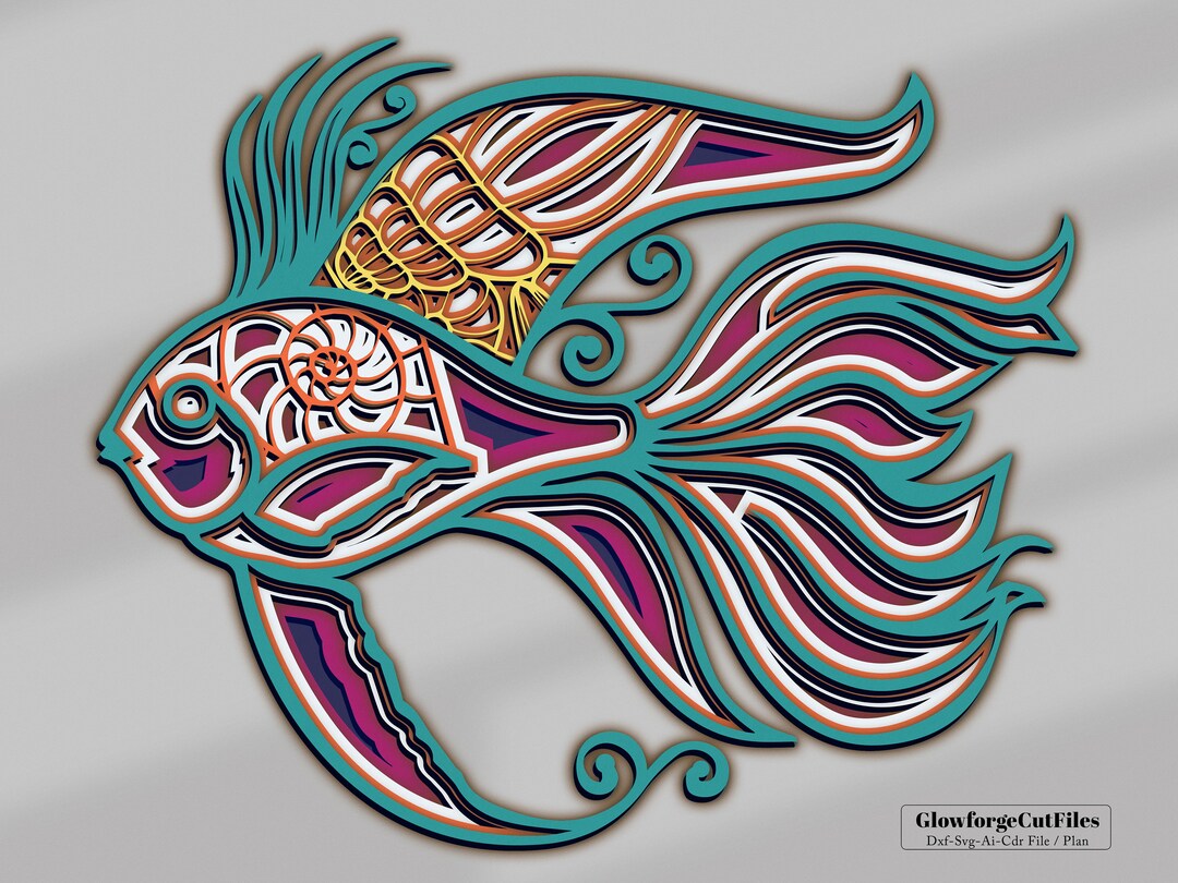 Fish 3D Mandala Svg Files, Multilayer Panel for Laser Cutting, Wall Art ...