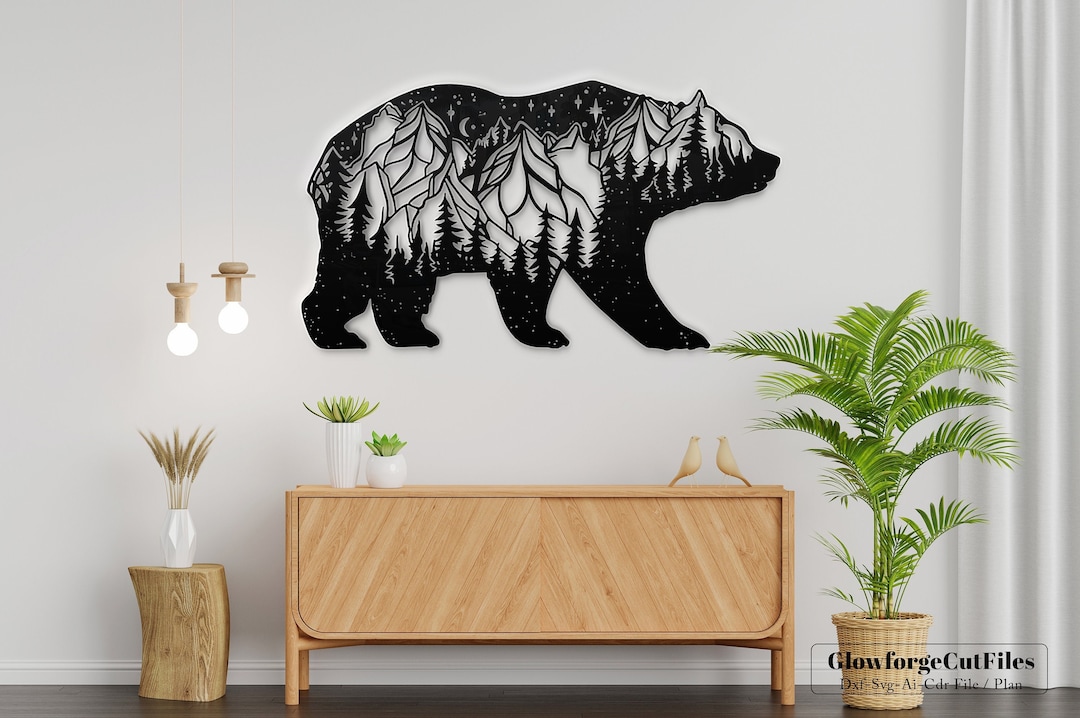 Bear SVG DXF, Animals Cut File Laser, Dxf for Plasma, Grizzly Bear Cnc ...