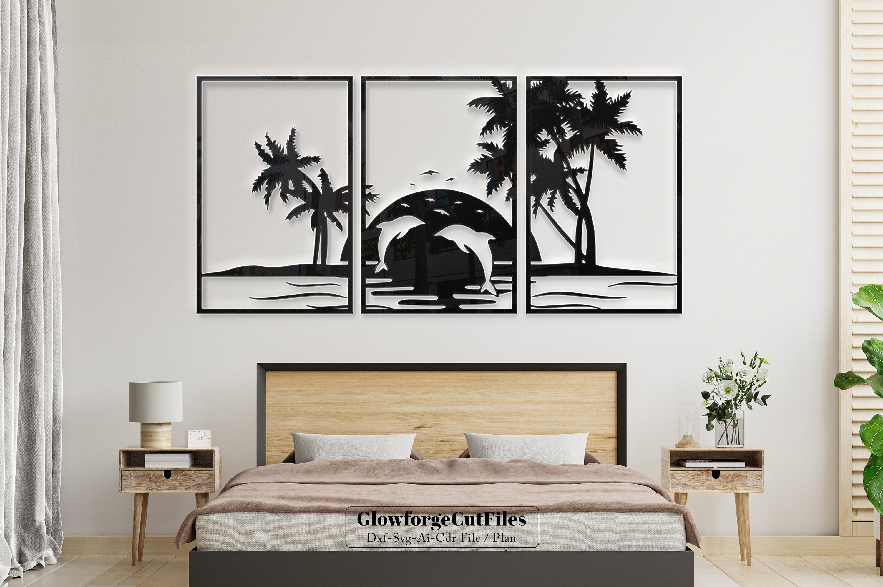 Dolphin Tree Dxf File. Wall Decoration Svg File. Laser Cut Files - Etsy