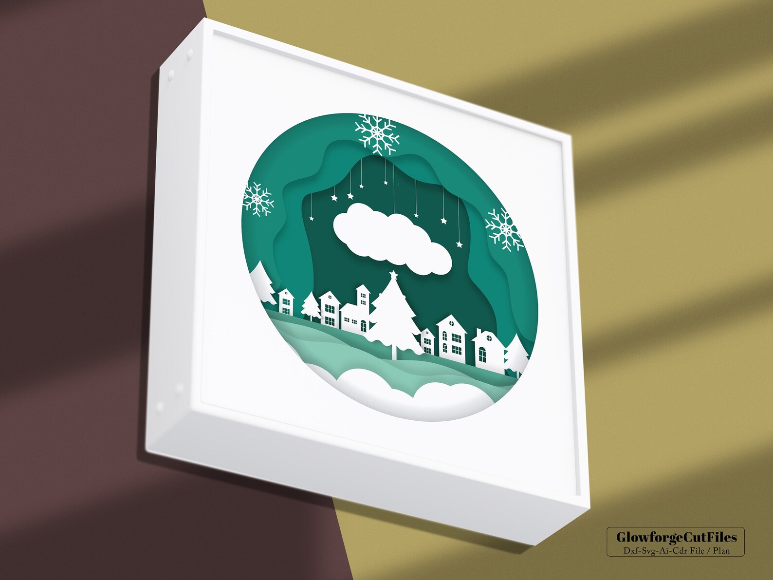 Merry Christmas Shadow Box/lightbox Snow Santa's Cabin - Etsy