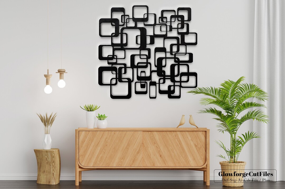 Abstract Modern Geometric Shape, Abstract Modern Line Art,wal Decor Dxf ...