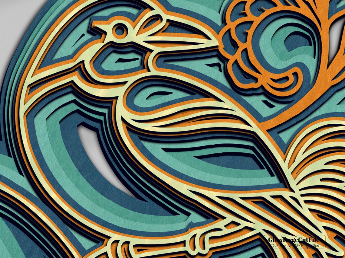 3D Bird SVG DXF 6 Layer - Bird Svg 3D Mandala Svg - Multilayer Mandala ...