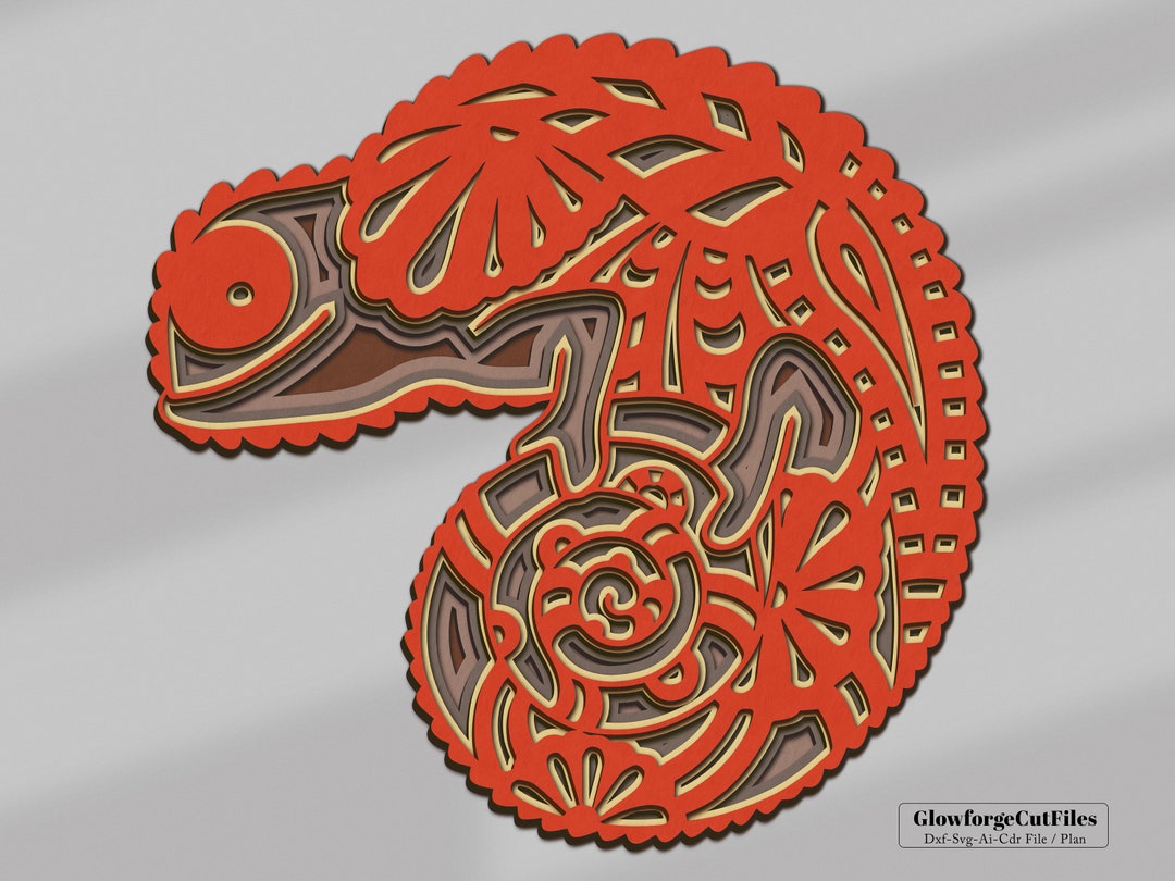 3D Layered Mandala Lizard SVG 5-layer Cut File | Glitter Svg | Dxf Svg ...